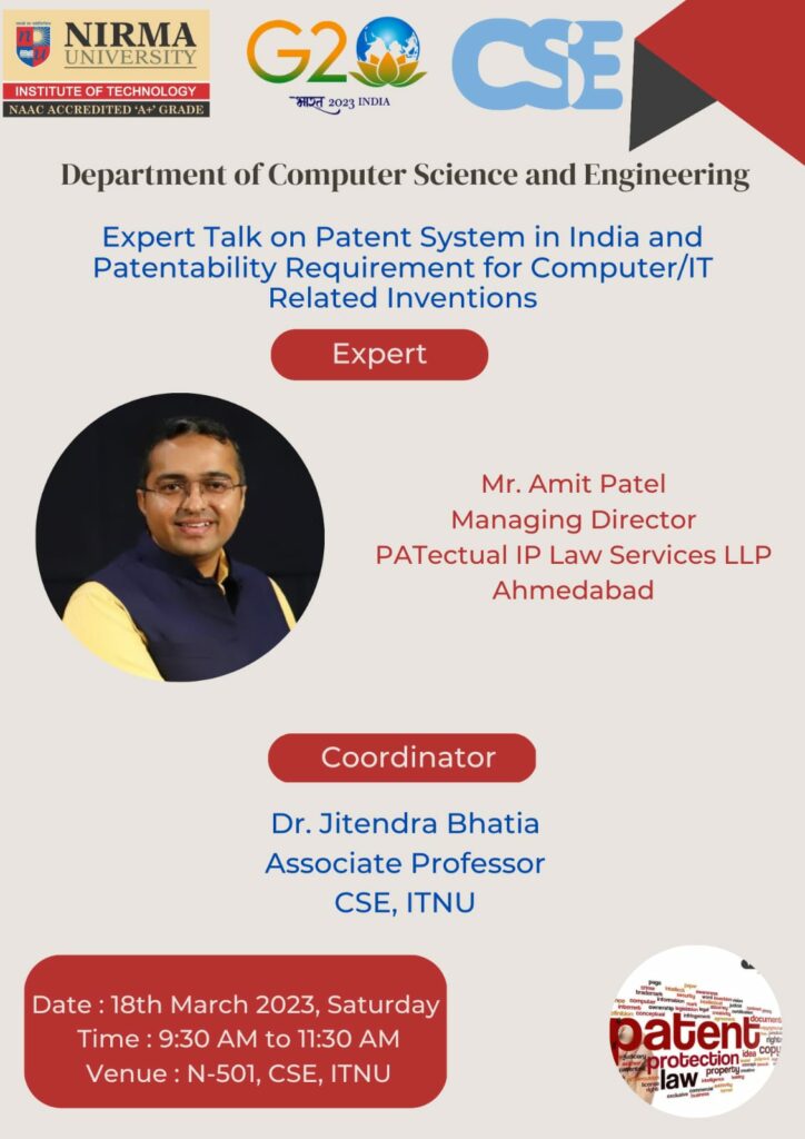 Expert talk on Patent System in India and Patentability Requirement for ...